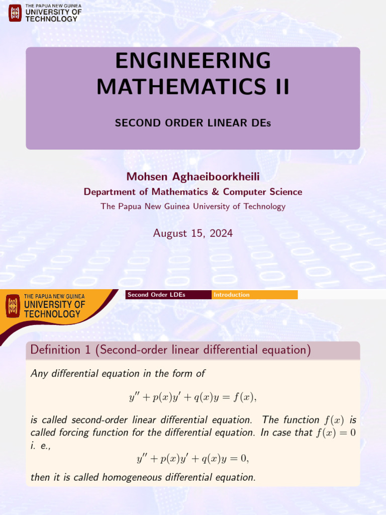 Second Order ODE | PDF | Differential Equations | Algebra
