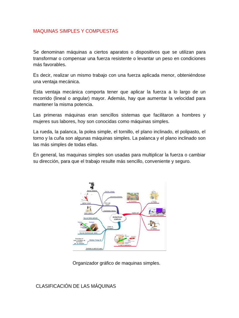 Máquinas Simples y Compuestas: Definición y Ejemplos | PDF | Máquinas | Eje