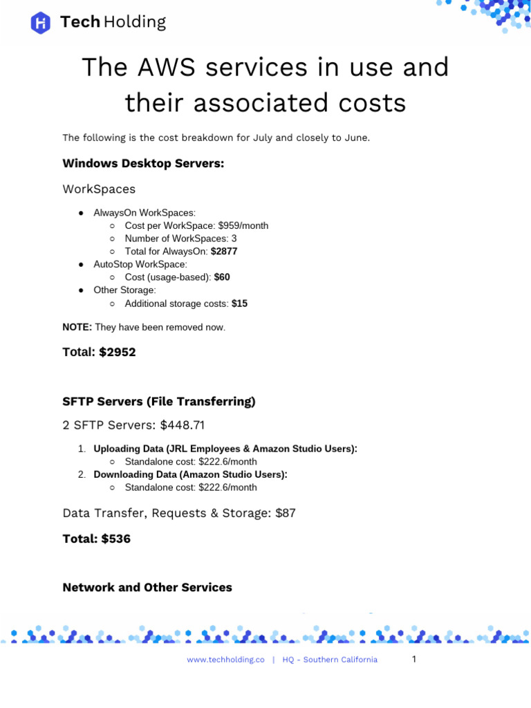 AWS Cost Breakdown for July 2023 | PDF