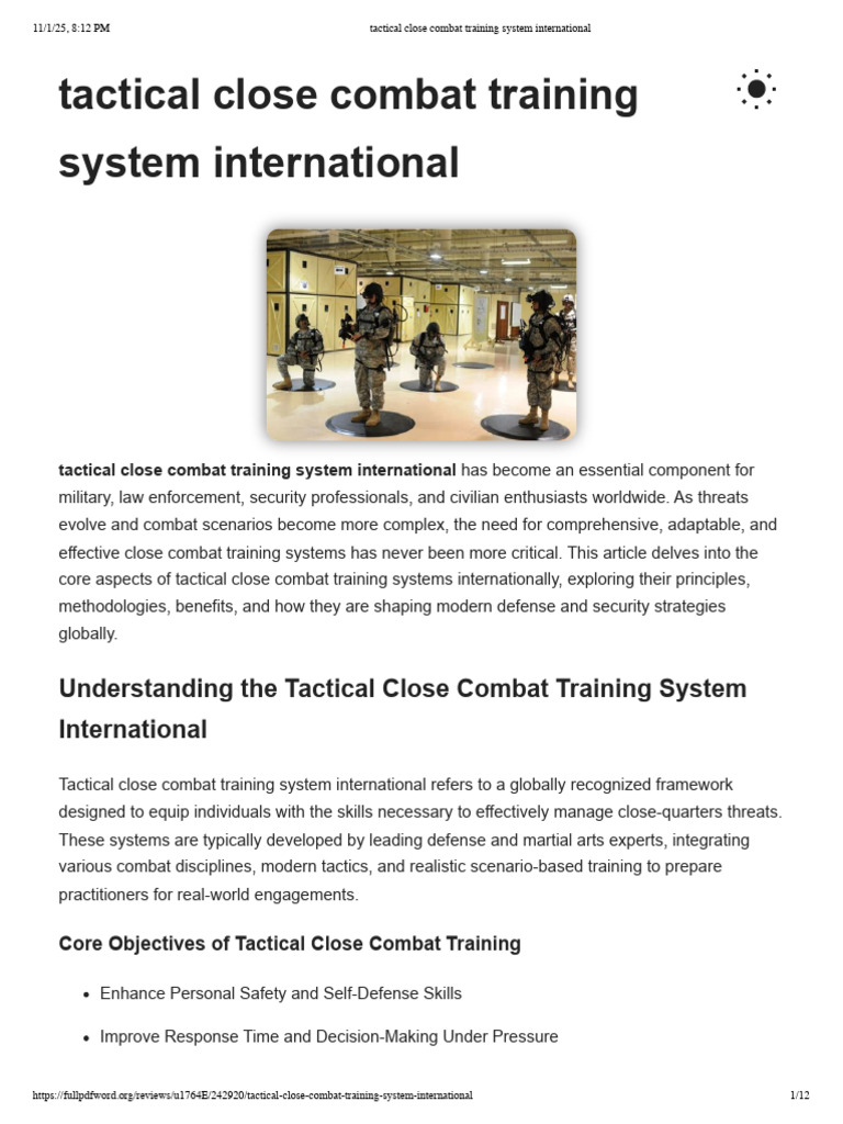 Tactical Close Combat Training System International | PDF | Simulation ...