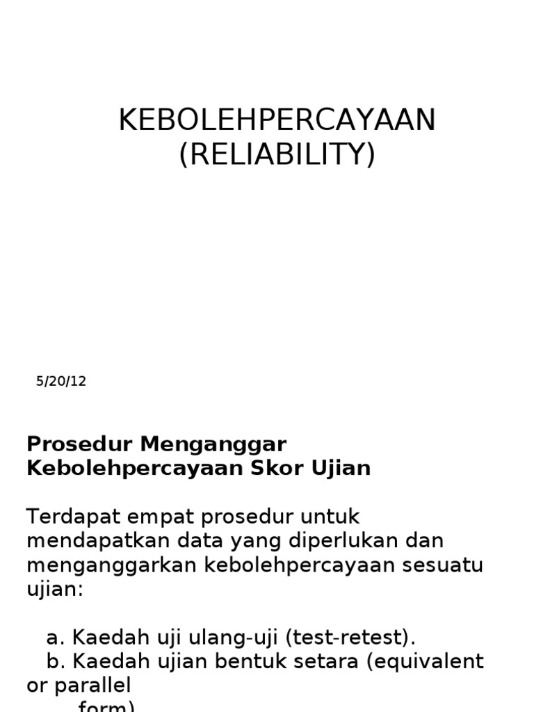Kesahan Kebolehpercayaan | PDF