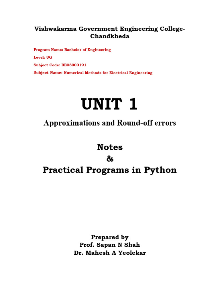 Nmee Unit1 Notes Practicals In Python 250902 115956 Pdf Significant