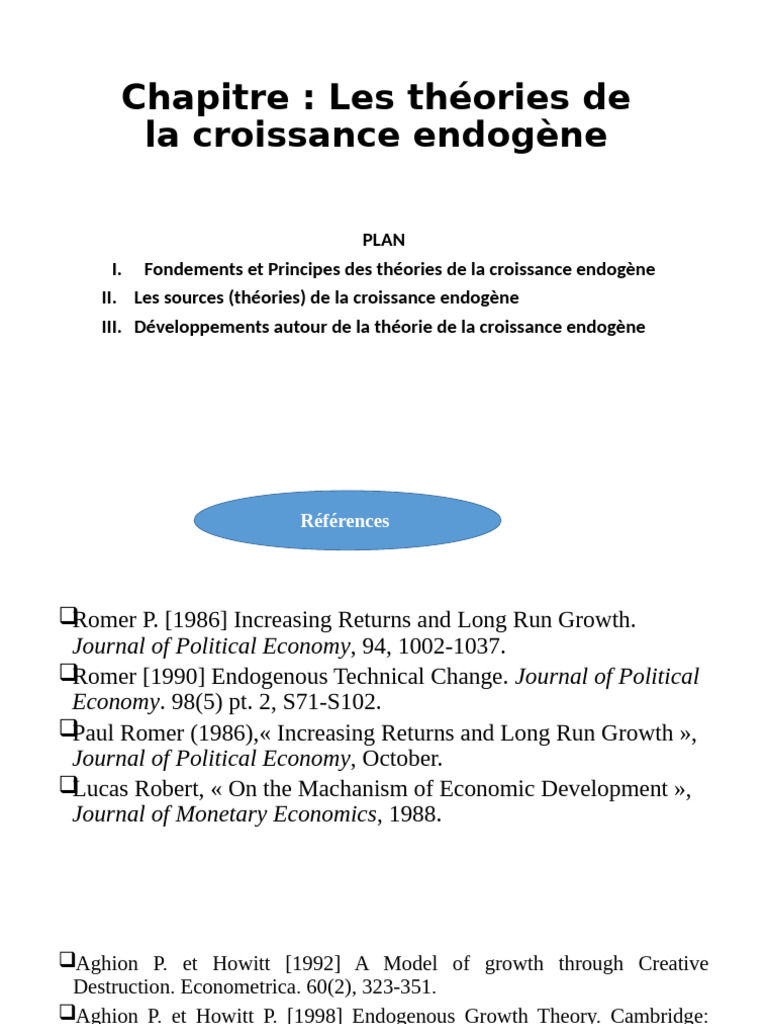 Théories de la Croissance Endogène | PDF | Croissance économique | Économie