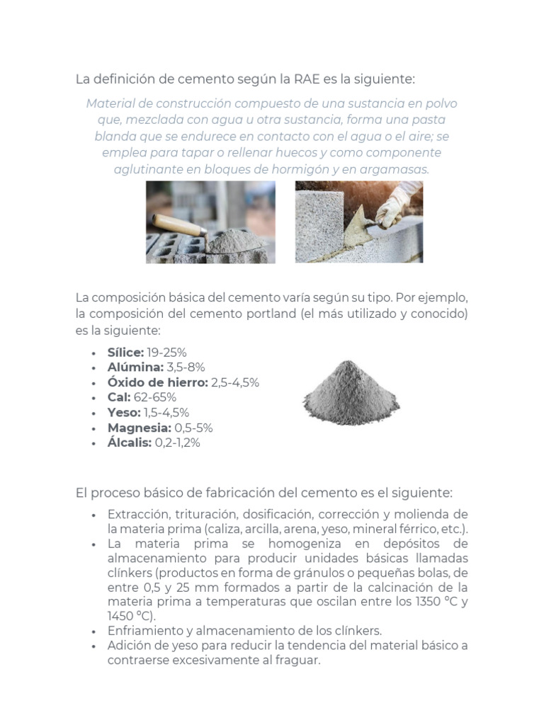 Tipos de Cemento | PDF | Hormigón | Cemento