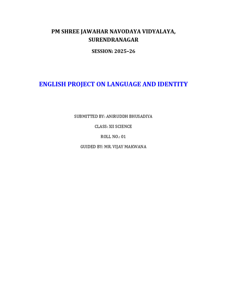 Language and Identity Project Overview | PDF | First Language | Learning