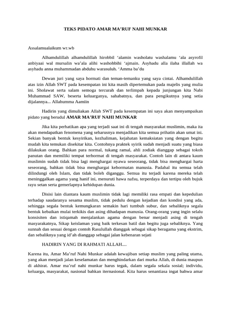 Fix Pidato Amar Ma'Ruf | PDF