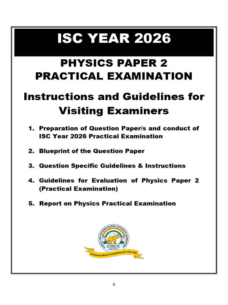 ISC 2026 Physics Practical Exam Guidelines | PDF | Optics | Light