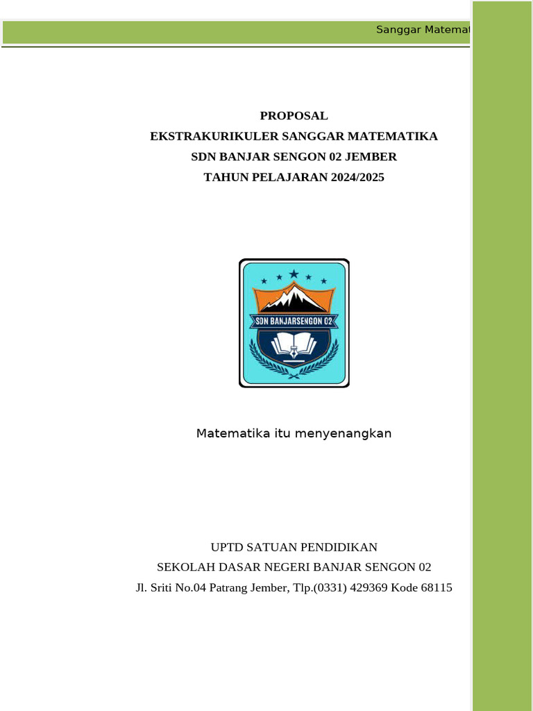 PROPOSAL Sanggar Matematika | PDF