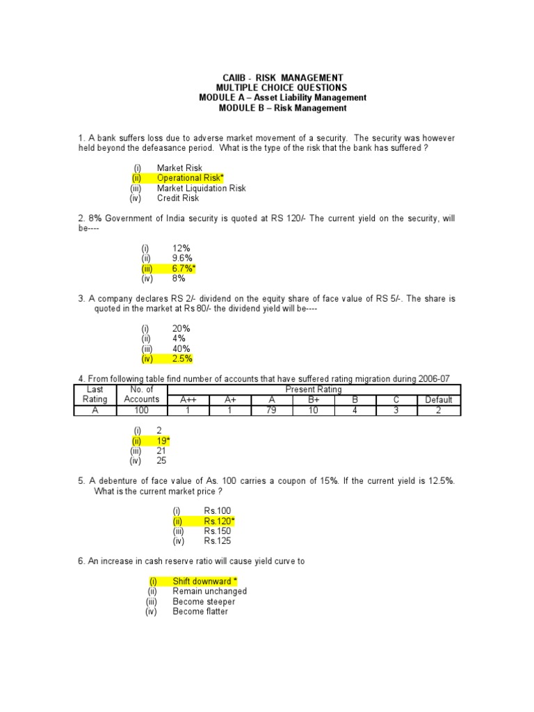 Caiib Risk Managment | PDF | Finance & Money Management