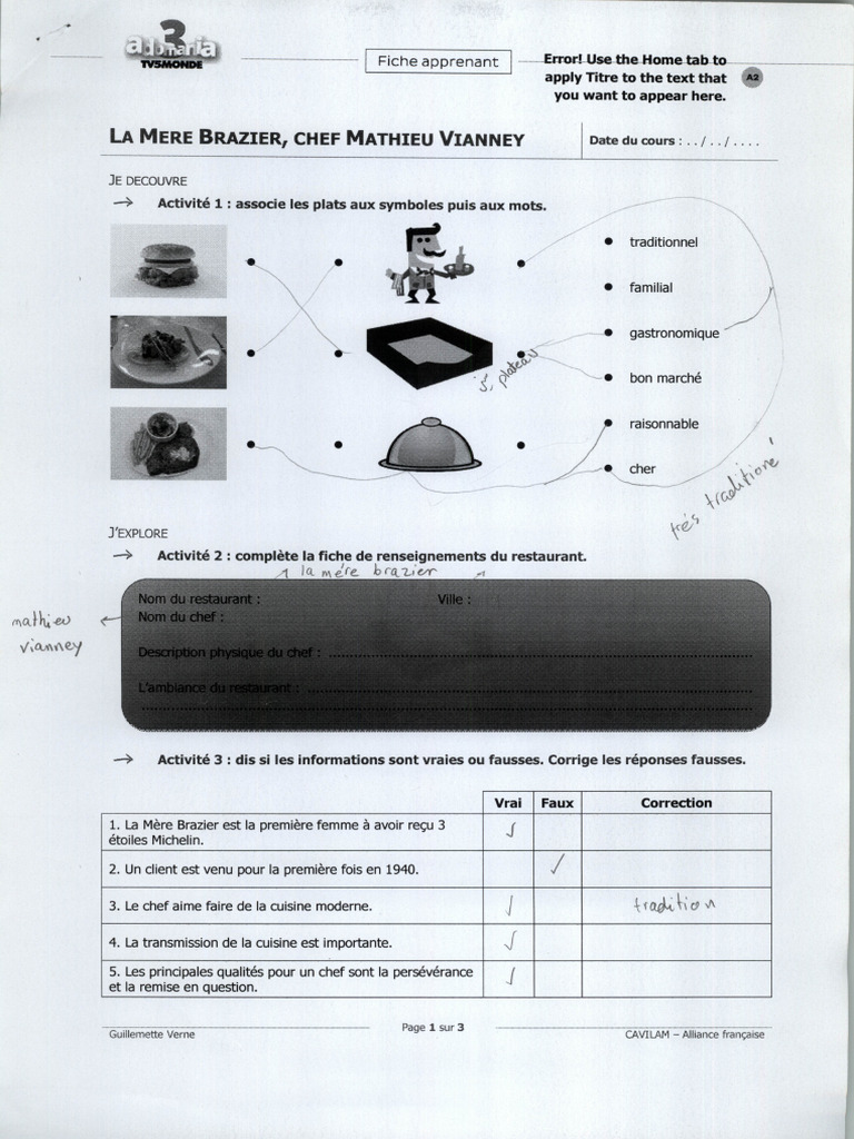 French Class Note 3 | PDF