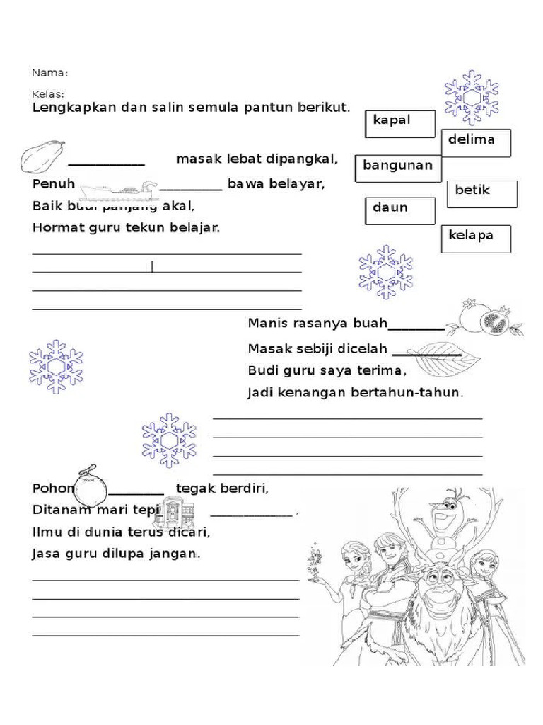 Lengkapkan Pantun 4 Kerat Dan Warnakan | PDF