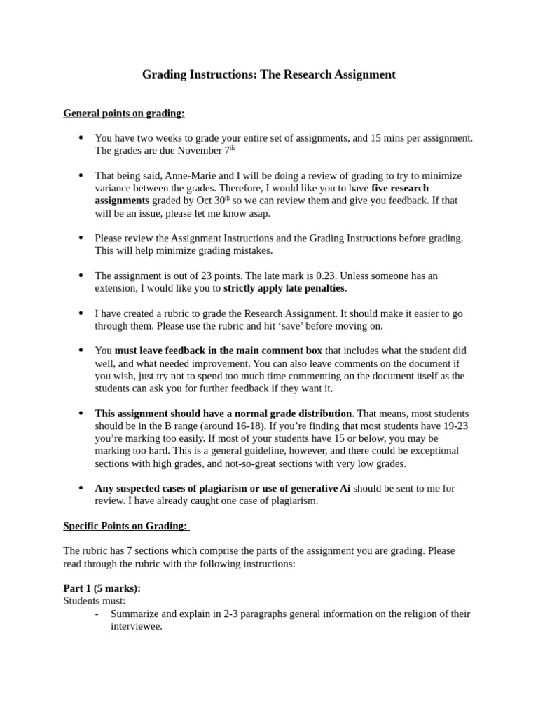 Grading Instructions For The Research Assignment | PDF | Citation ...