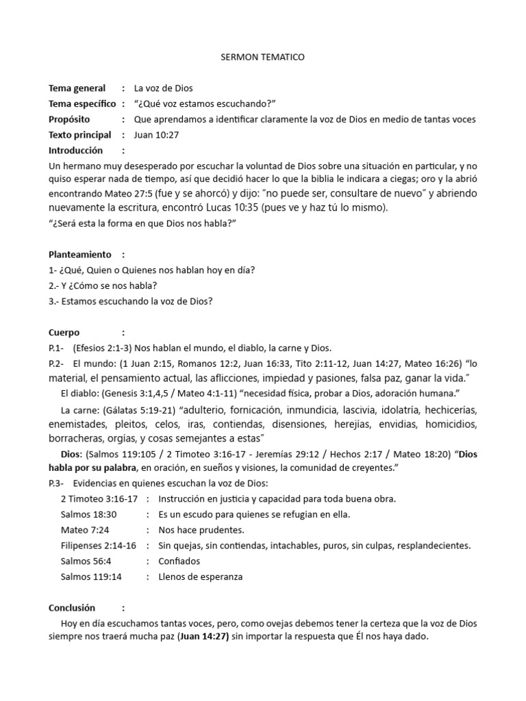 PTR Aburto Ejemplo de Sermon Tematico | PDF