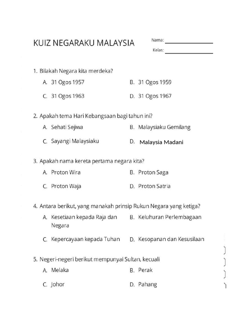 Kuiz Negaraku | PDF