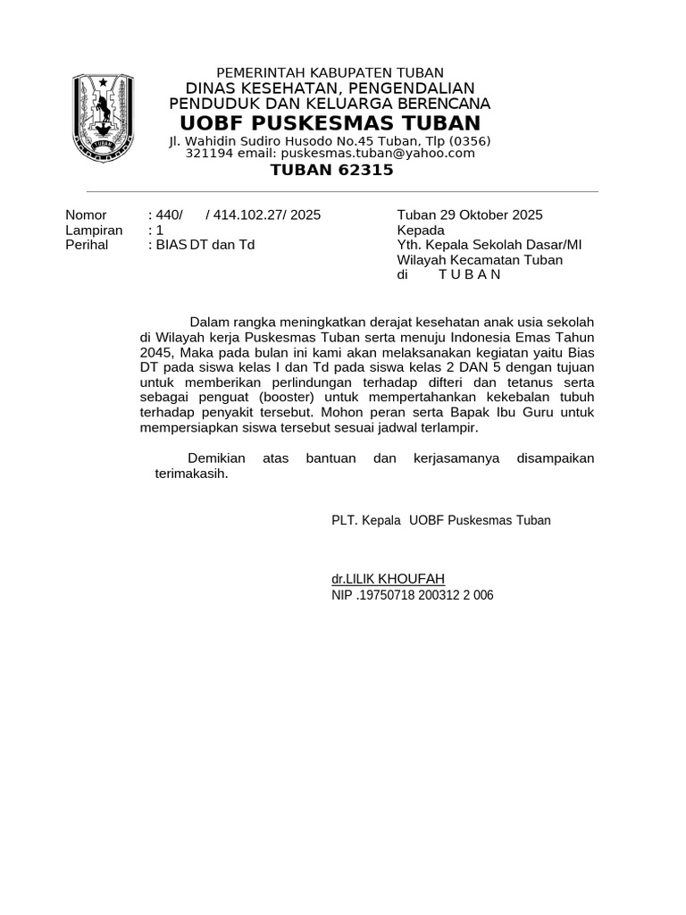 Vaksinasi Difteri dan Tetanus di Tuban | PDF