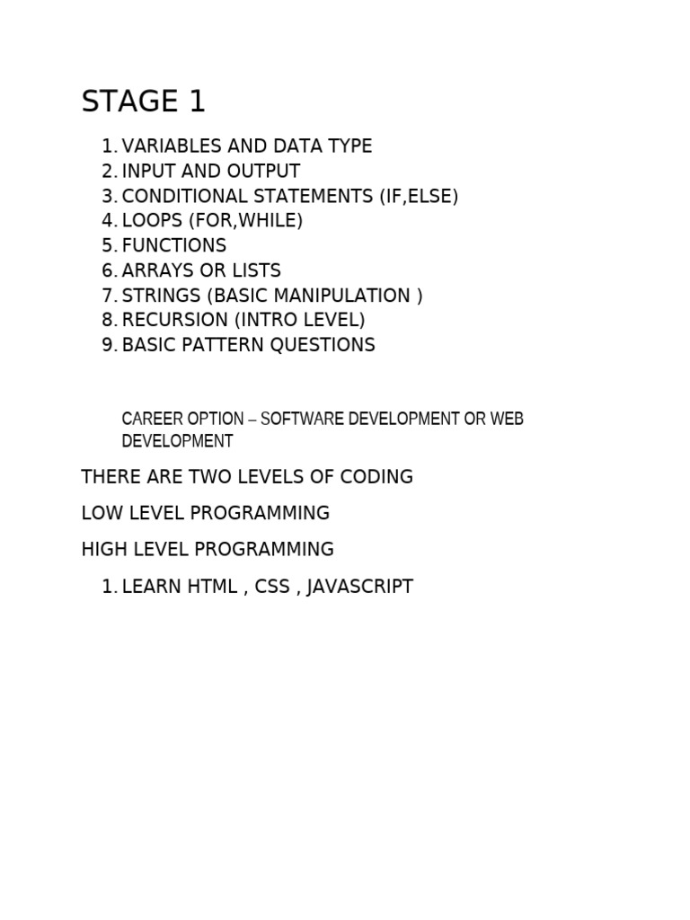 Beginner Coding Concepts and Career Paths | PDF