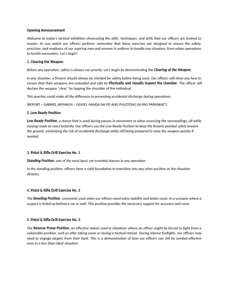 Tactical Officer Skills Exhibition | PDF | Ballistics | Firearms