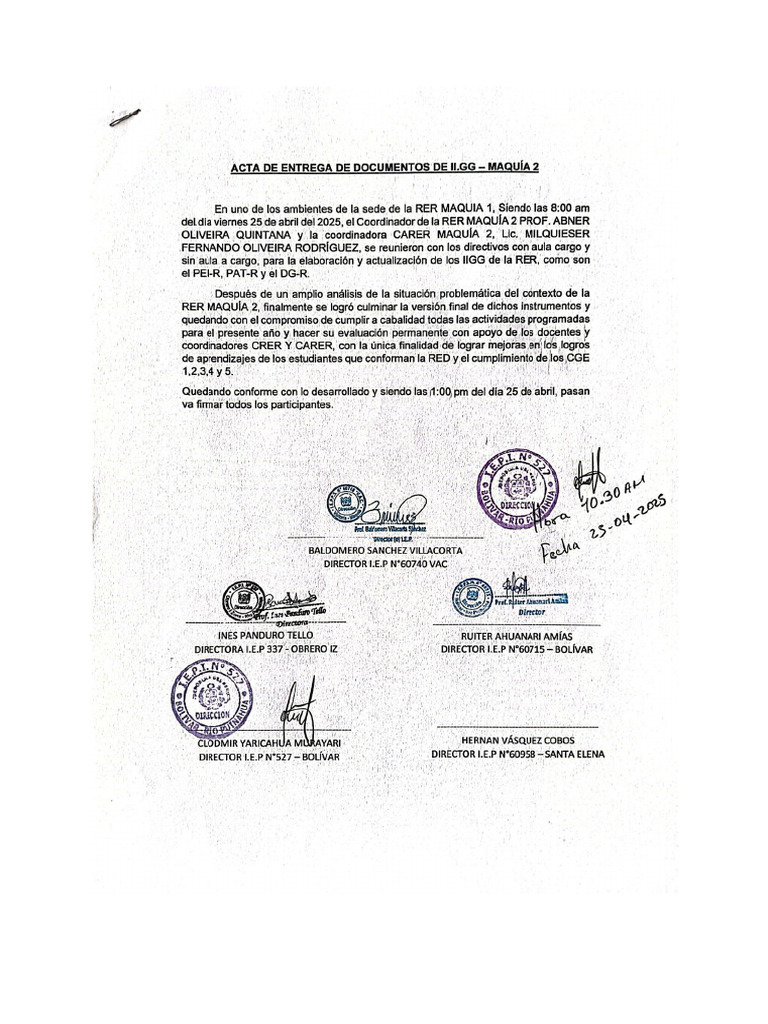 Acta de Entrega Iigg r - Dg -r | PDF