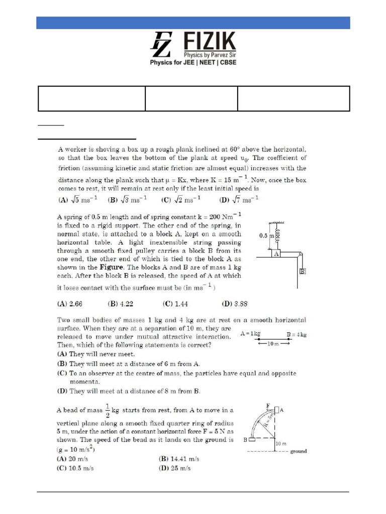 Advanced Physics Test: Kinematics & NLM | PDF