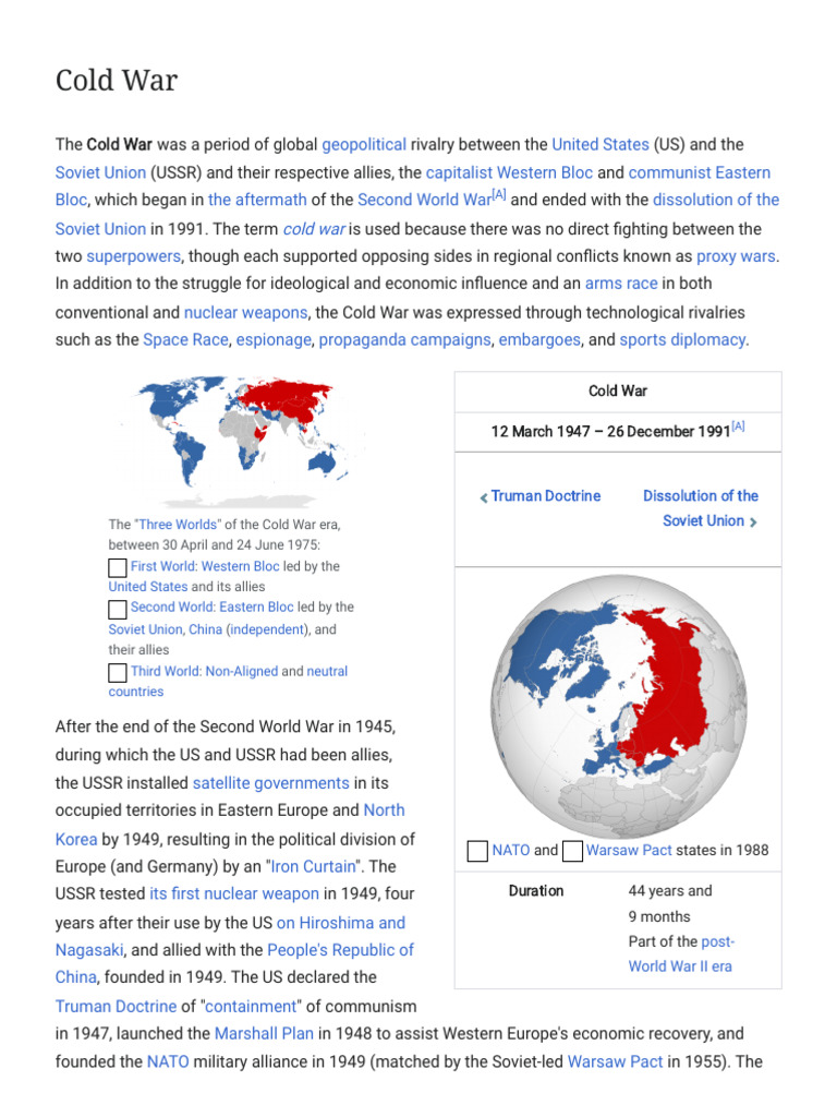 Cold War - Wikipedia | PDF | Cold War | Containment