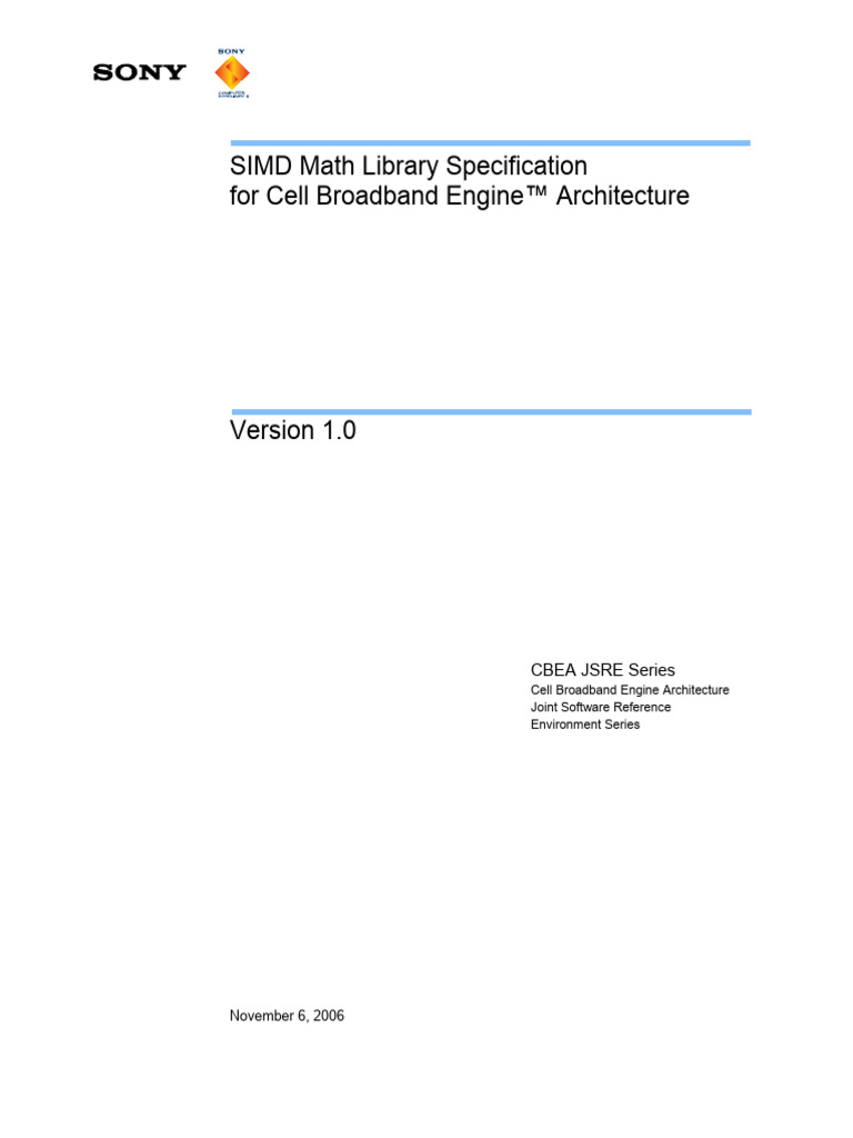 Cell Broadband Engine SIMD Math Library Specification v1.0 | PDF | Rounding | Exponentiation