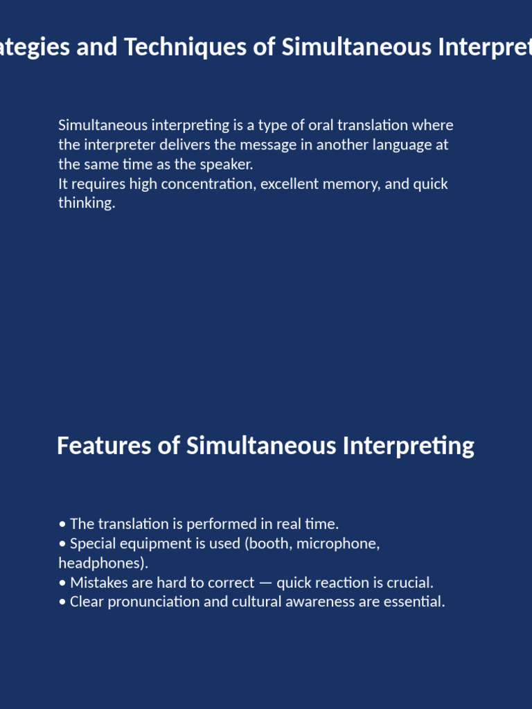Simultaneous Interpreting Presentation Styled | PDF