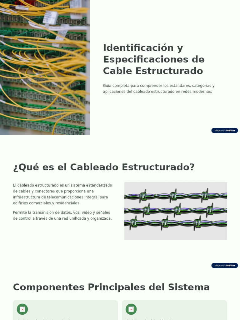Identificacion y Especificaciones de Cable Estructurado | PDF ...