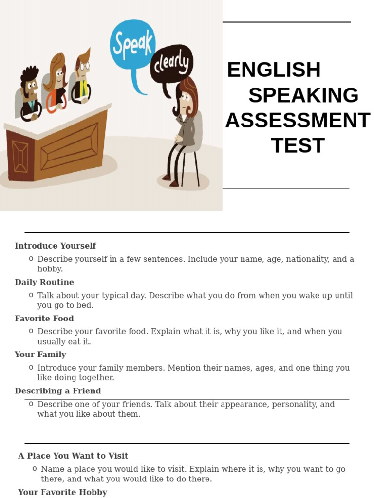 Beginner Level Speaking Test | PDF