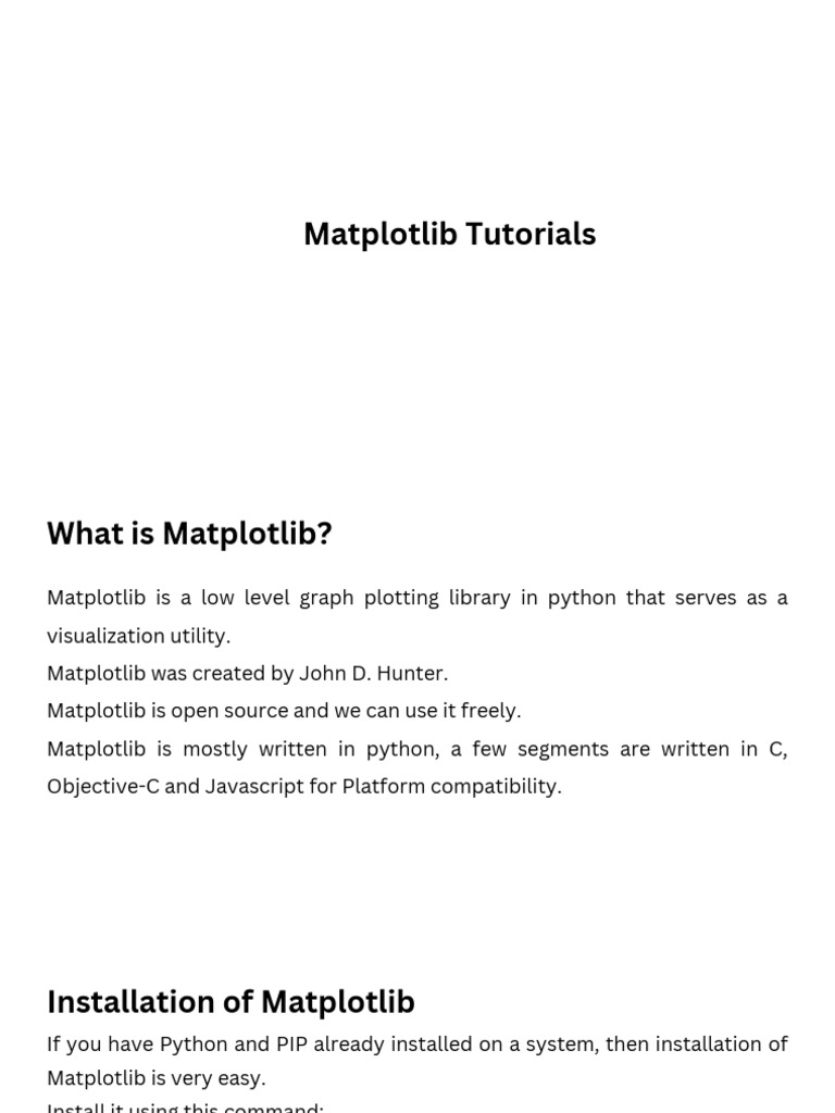 Matplotlib Python Plotting Guide | PDF | Histogram | Color