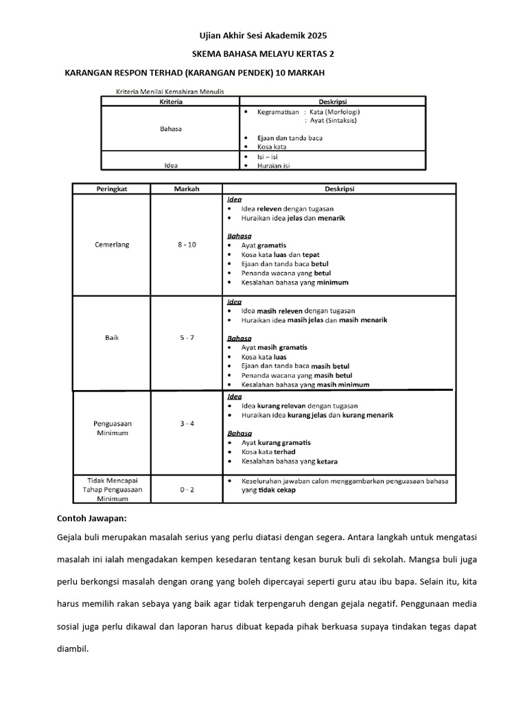 UASA SKEMA BM K2 T3 | PDF