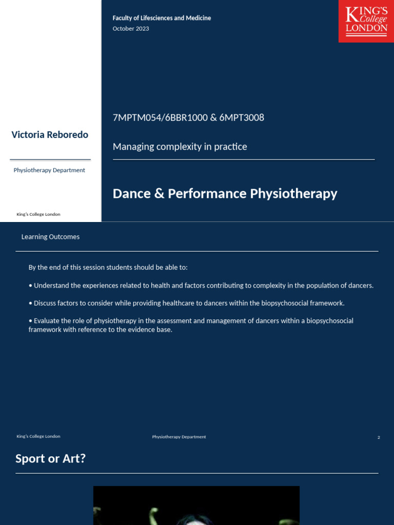 VR Physiotherapy in Dancers | PDF | Knee | Foot