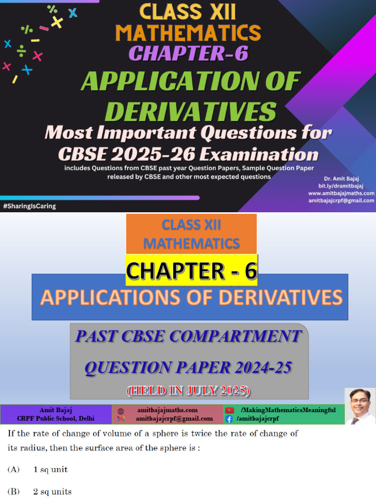 CBSE Class 12 Mathematics Derivatives | PDF | Educational Organizations ...