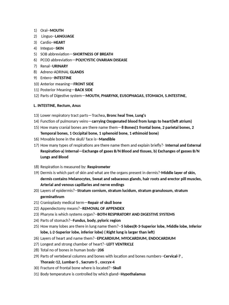 Anatomy Total Ques & Ansrs | PDF | Respiratory System | Stomach