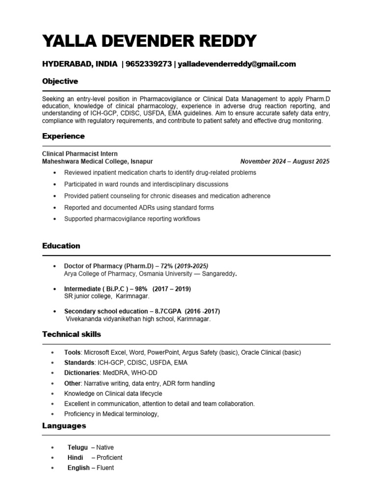 Devender Reddy Resume CR | PDF