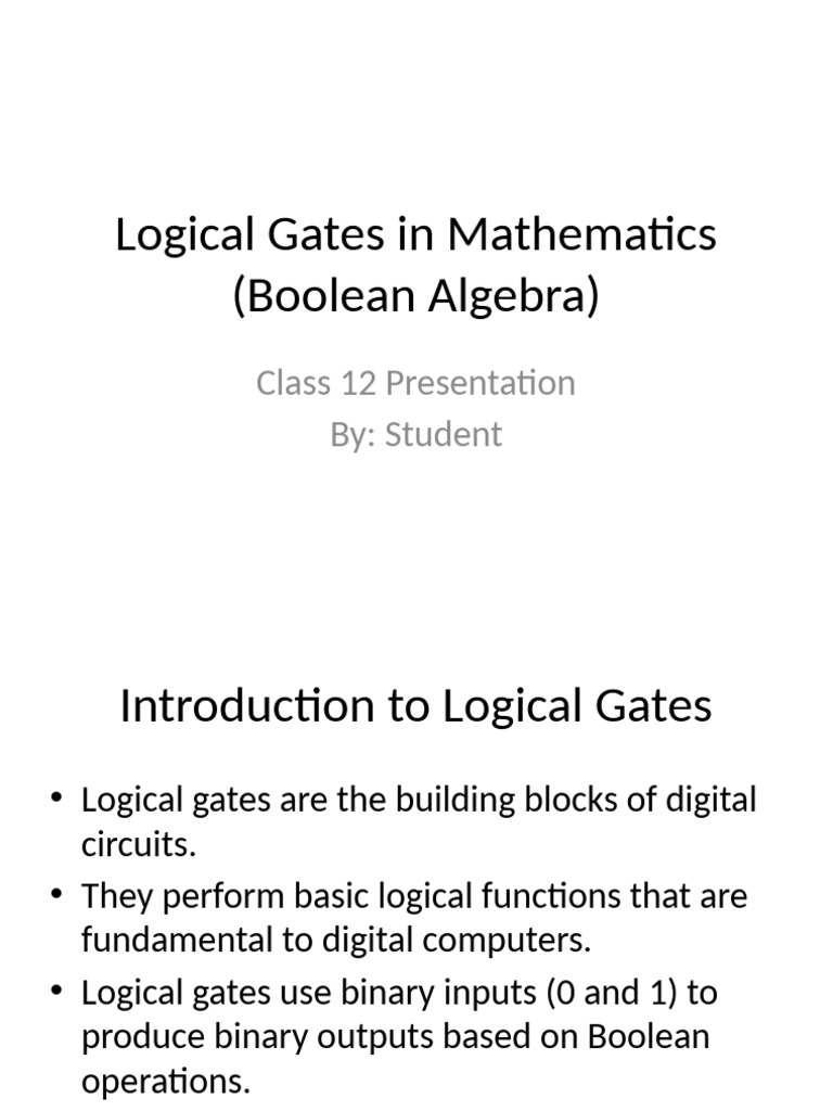 Logical Gates Presentation Class12 | PDF
