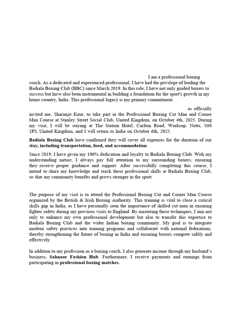 Coach Sharanjit Cover Letter | PDF