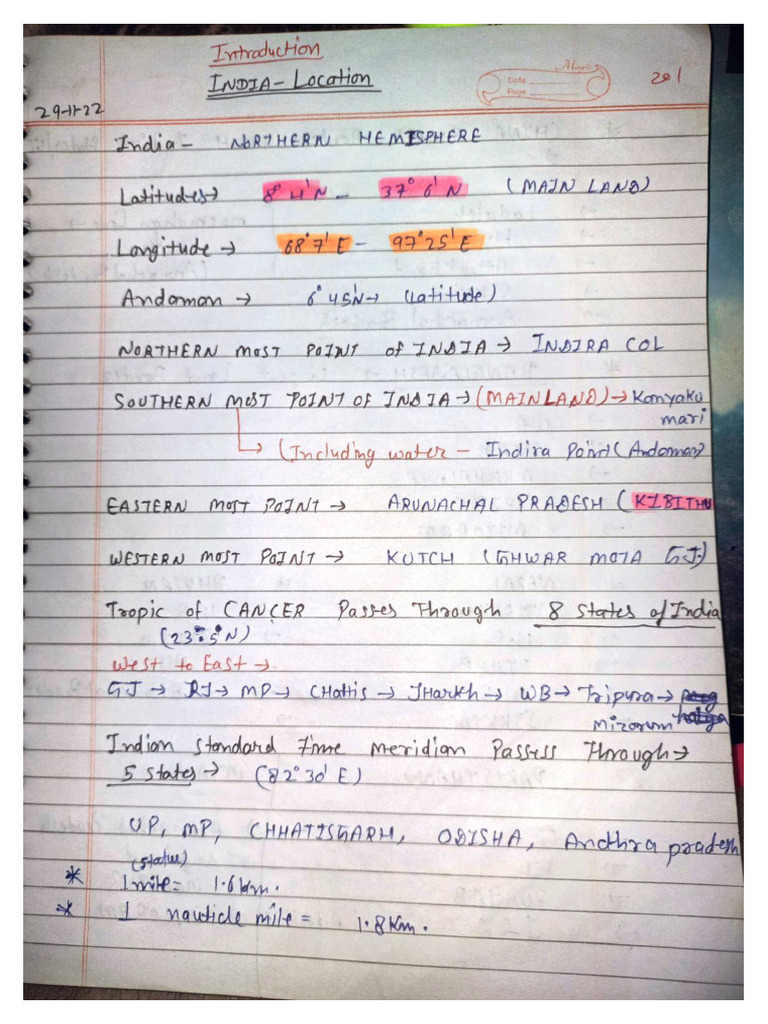 Indian Geography Handwritten | PDF
