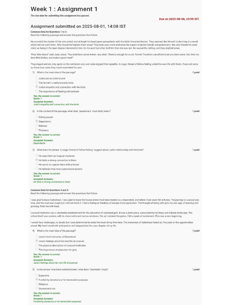 English Assignment Questions and Answers | PDF