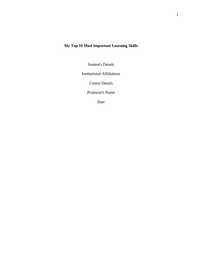Top 10 Essential Learning Skills | PDF | Goal Setting | Mindset
