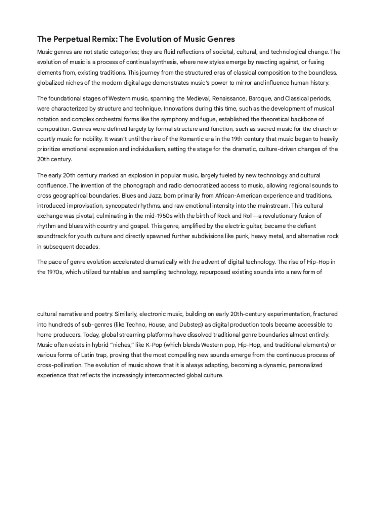 Evolution of Music Genres | PDF | Rock Music | Classical Music