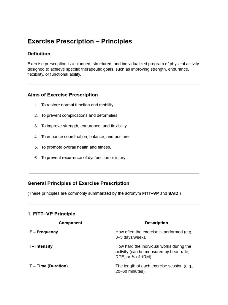 Exercise Prescription Principles Pdf Physical Fitness Clinical