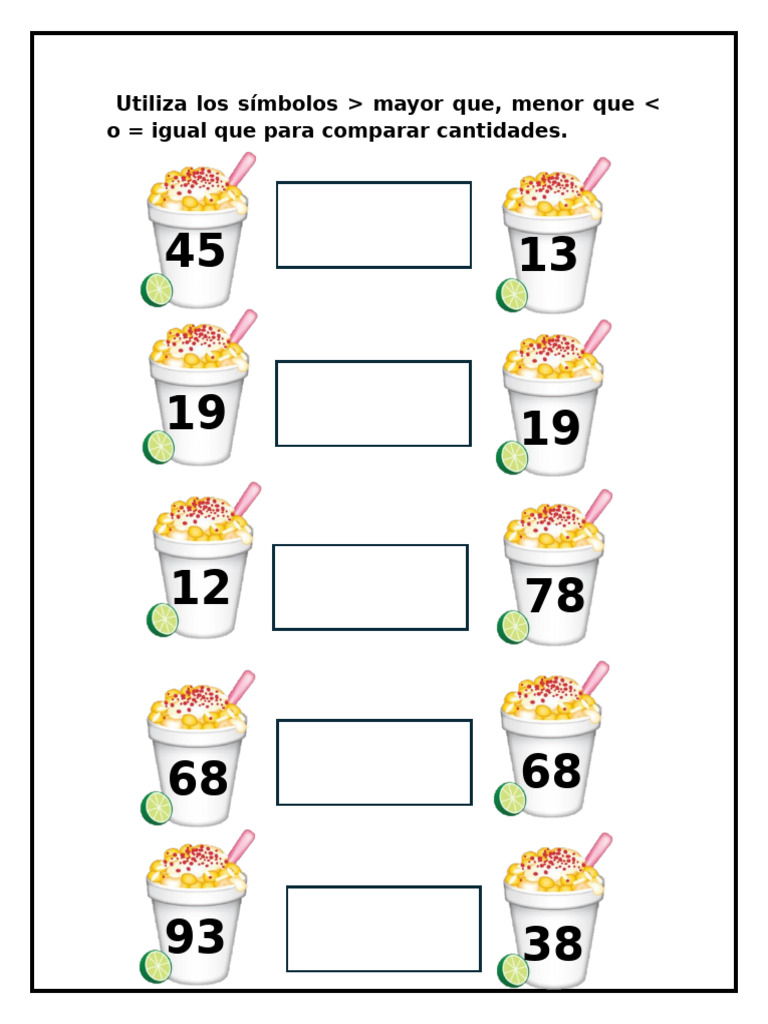 Comparaciones de Números y Símbolos | PDF