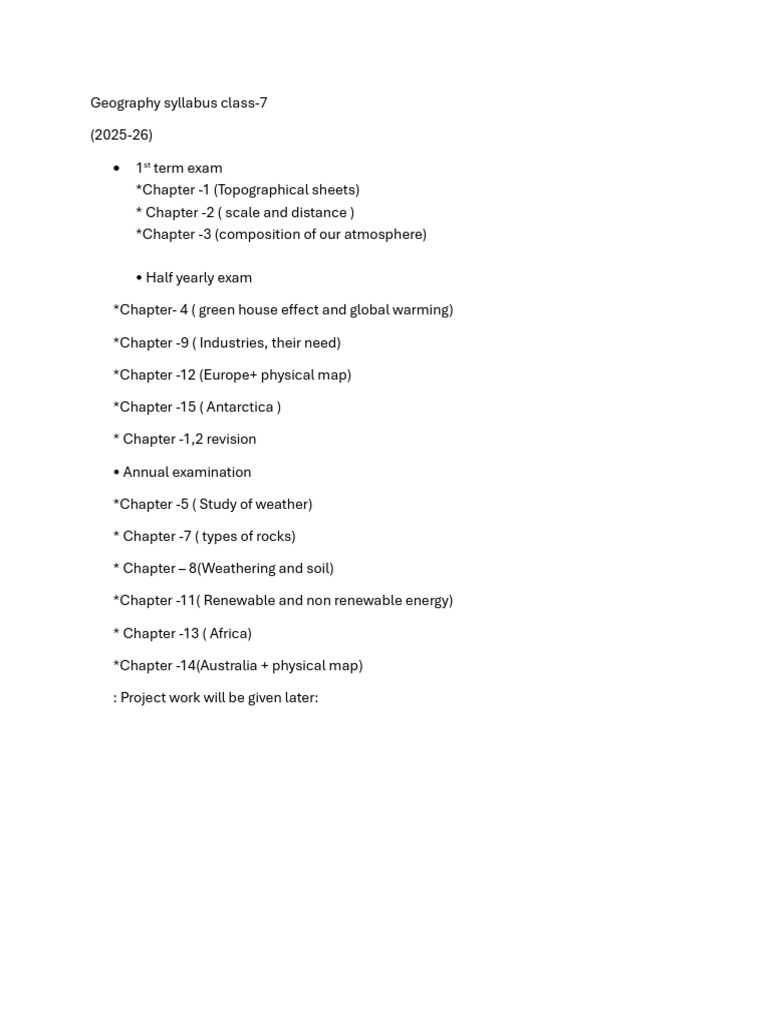 Class 7 Geography Syllabus 2025-26 | PDF
