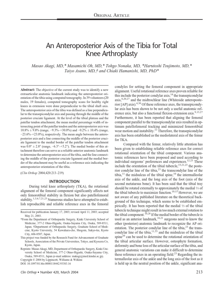 Anteroposterior Axis of Tibia in TKA | PDF | Knee | Musculoskeletal System