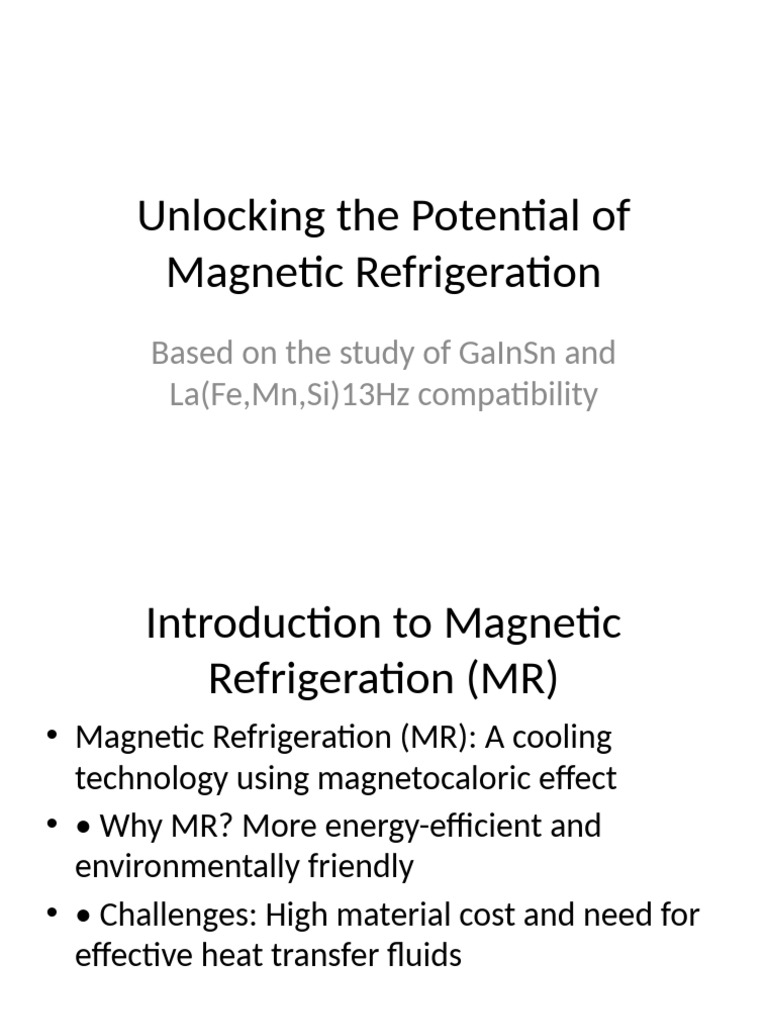 Magnetic Refrigeration Study | PDF