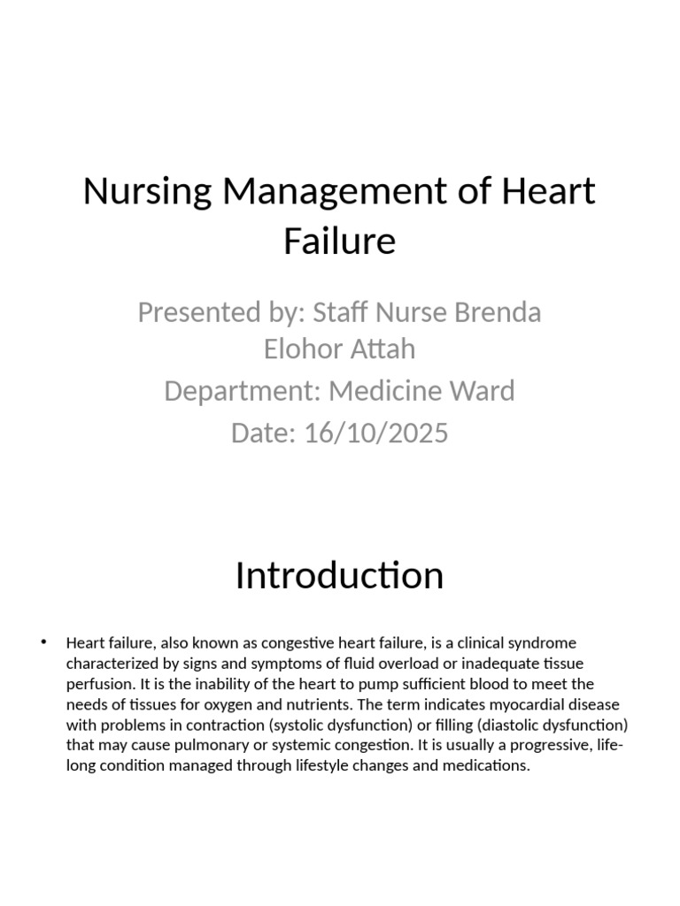 Nursing Management of Heart Failure | PDF | Heart Failure | Heart