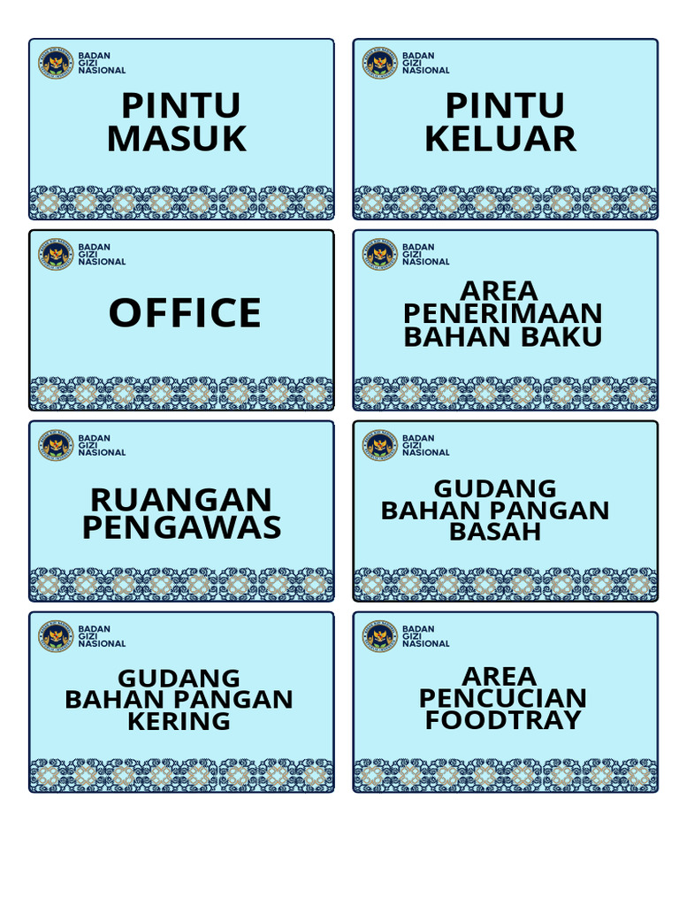 Label Ruangan SPPG PDF Download | PDF