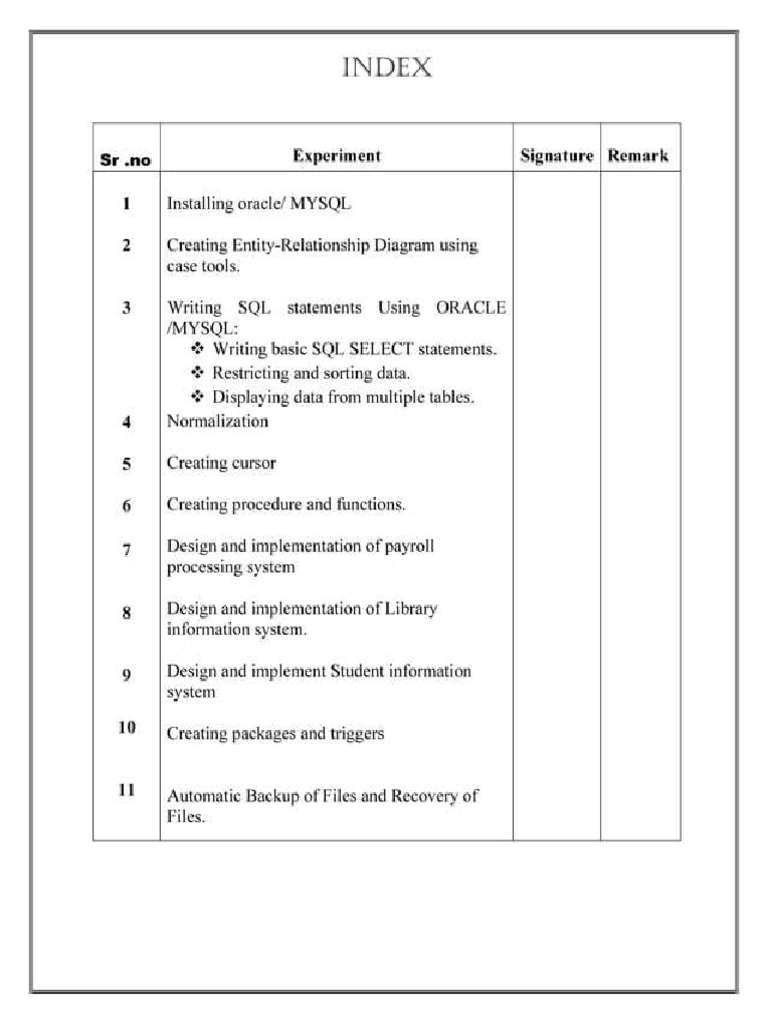 DBMS Lab Manual | PDF