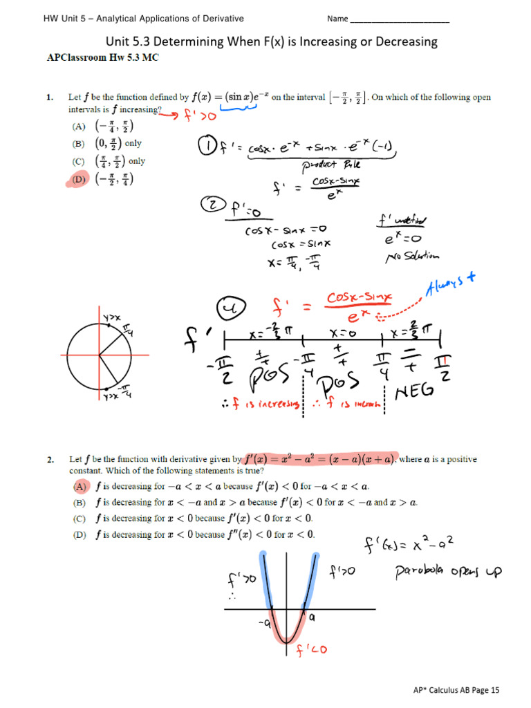 Analyzing Function Behavior with Derivatives | PDF | Calculus ...
