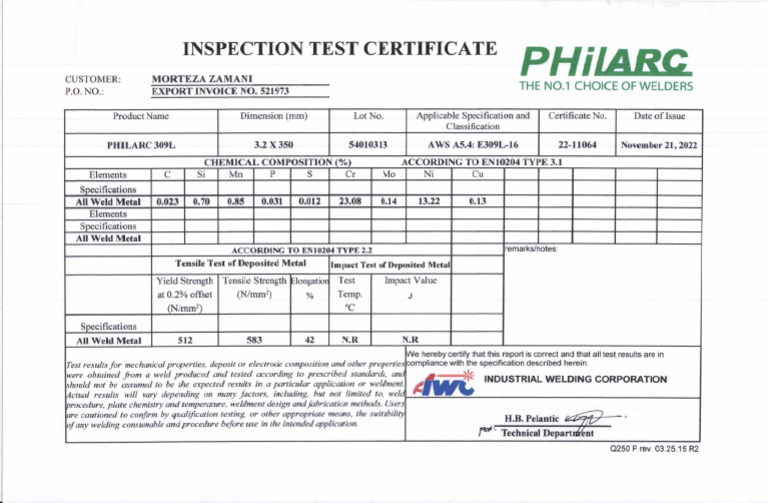 PHILARC 309L 3.2mm - 54010313 | PDF